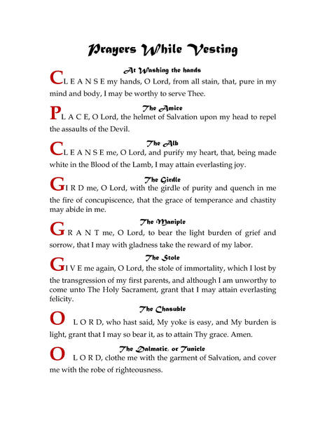 altar server vesting prayers